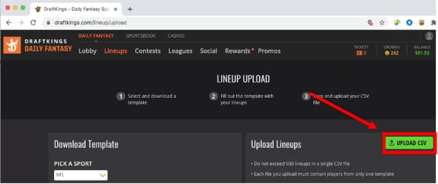 DraftKings Upload Tutorial - Daily Fantasy Optimizer